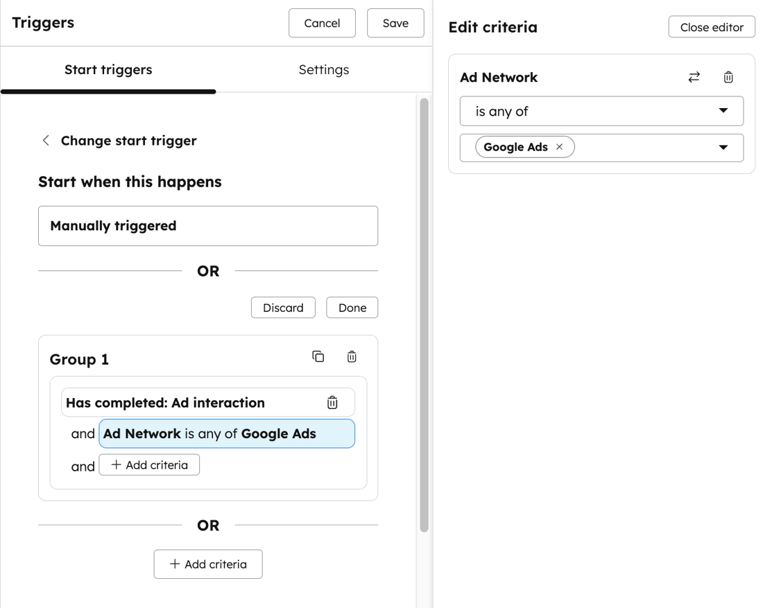Set event enrollment triggers